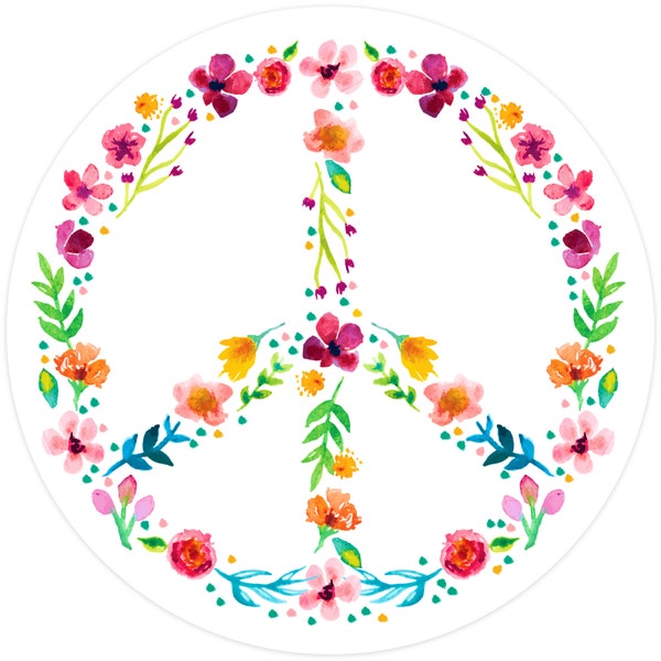 Floral Peace Sign - Etsy
