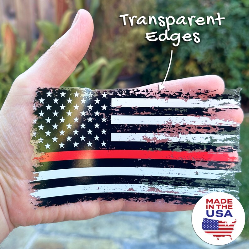 Stickios Thin Red Line Sticker Firefighter Flag Sticker American Flag ...