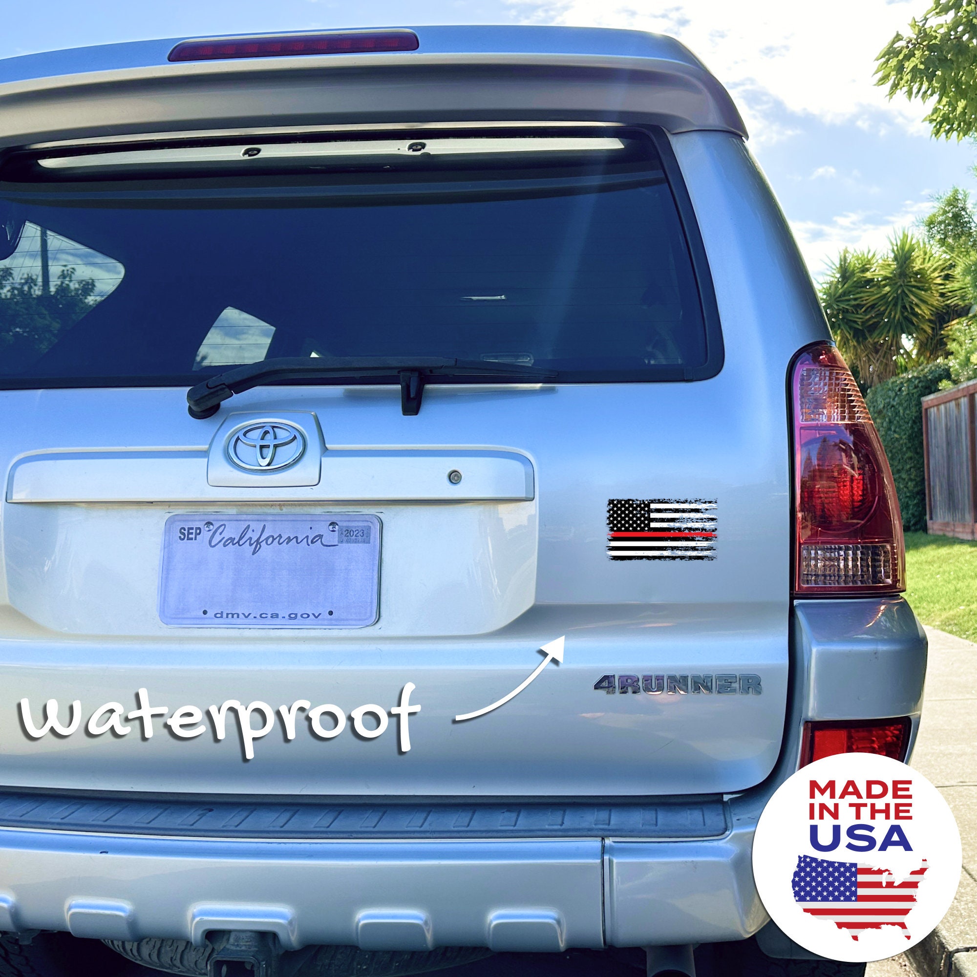 Stickios Thin Red Line Sticker - Firefighter Flag Sticker - American ...