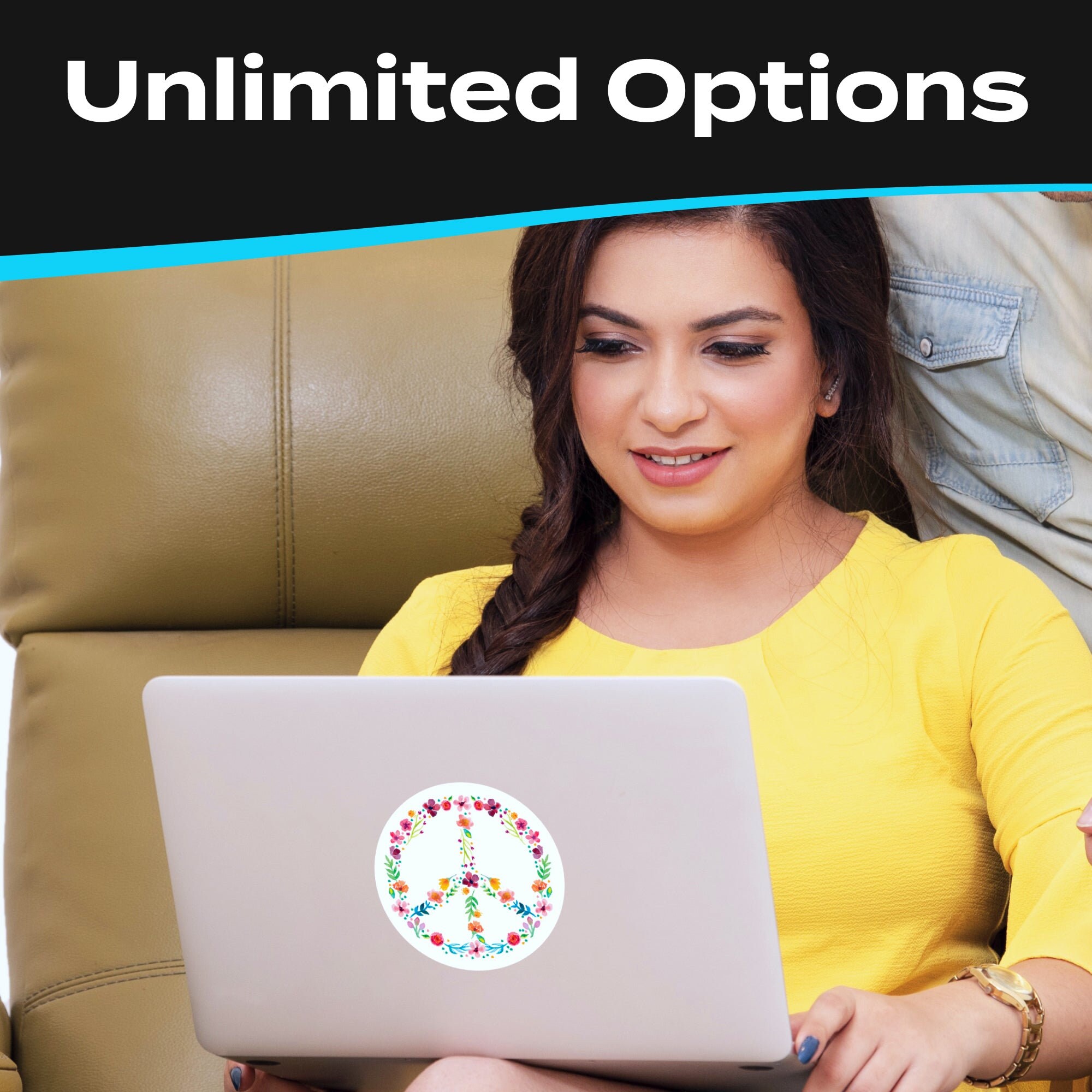 Peace Sticker Floral Peace Sign Hippy Car Decal Waterproof Bumper ...