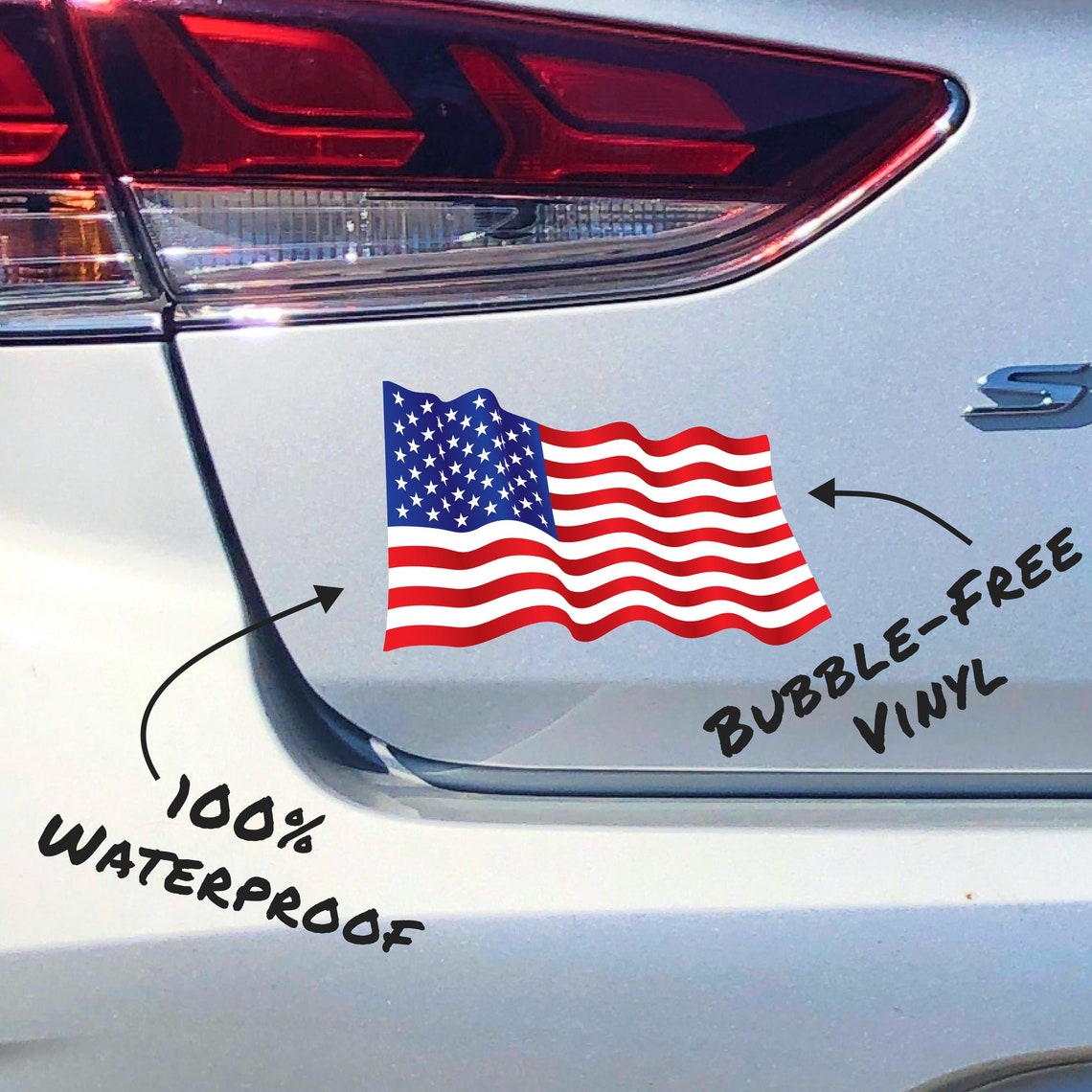 American Flag Decal USA Wavy Flag Vinyl Sticker for Your - Etsy