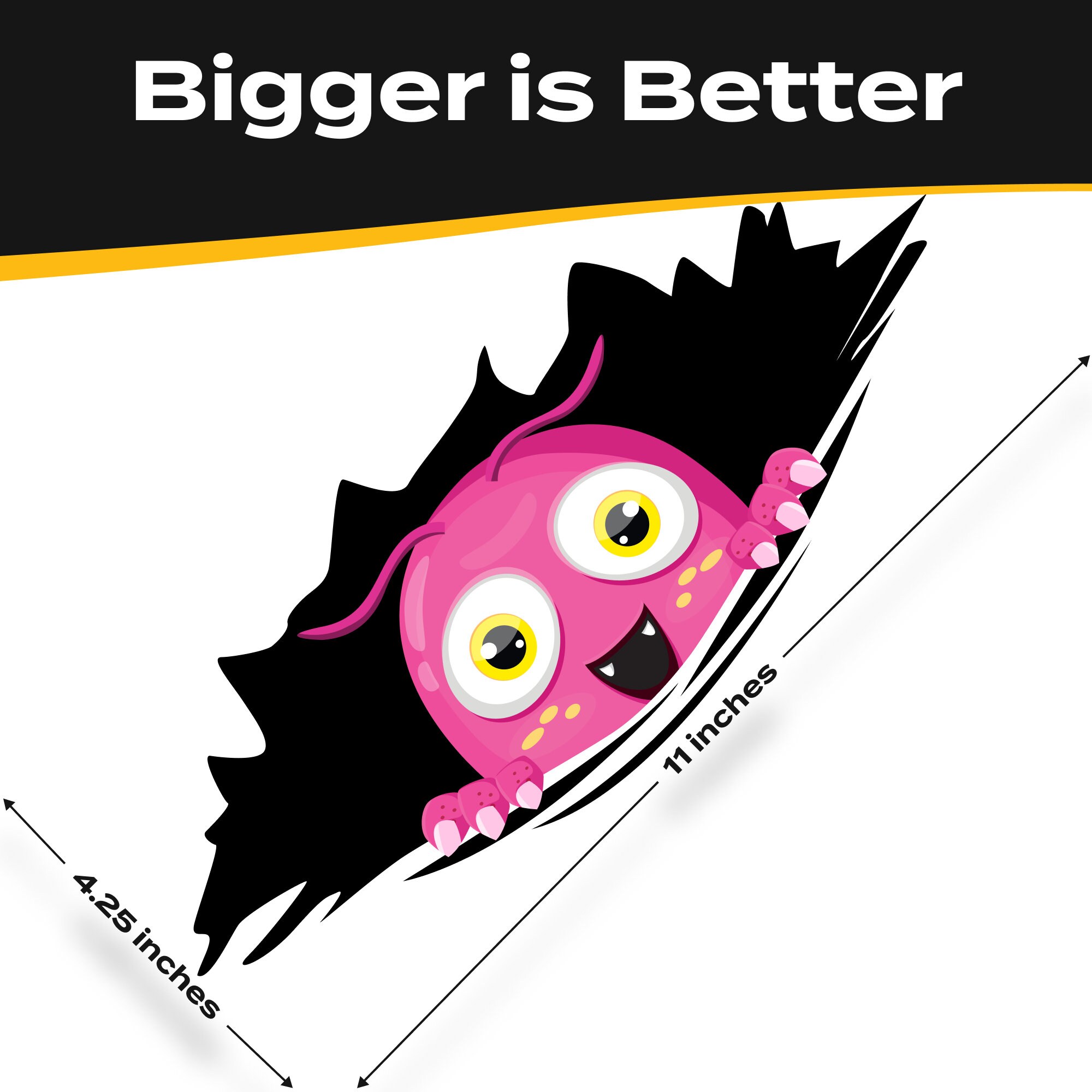 Peekie the Peeking Monster Bumper Sticker - Cute, Pink, Peel and Stick ...