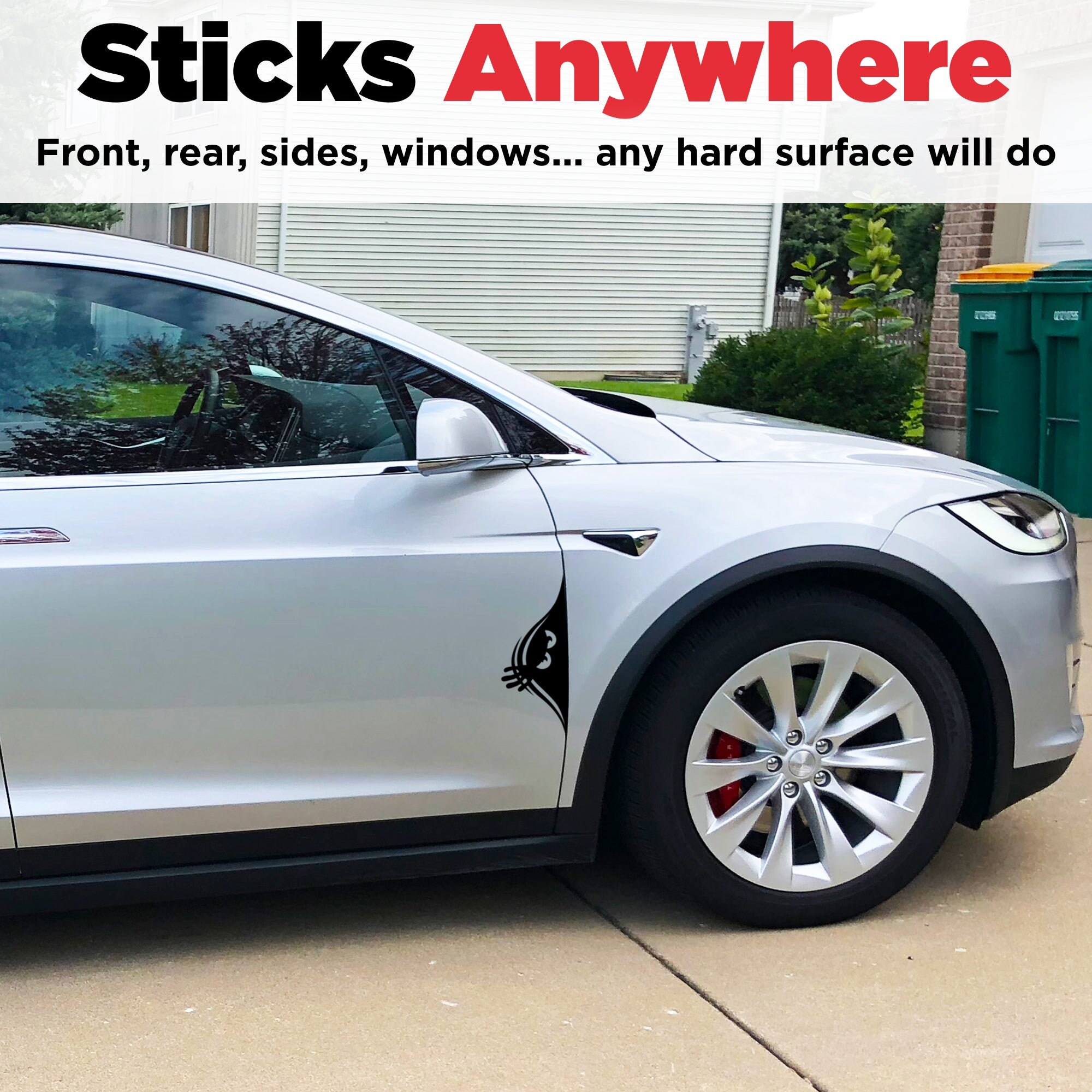 Peekaboo the Peeking Monster Bumper Sticker Black, Peel and Stick Vinyl ...