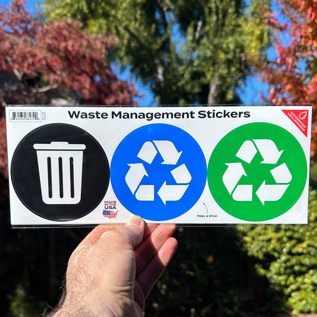 Trash, Recycle & Compost Bin Stickers (3 PCS) - Bubble-free, Removable ...