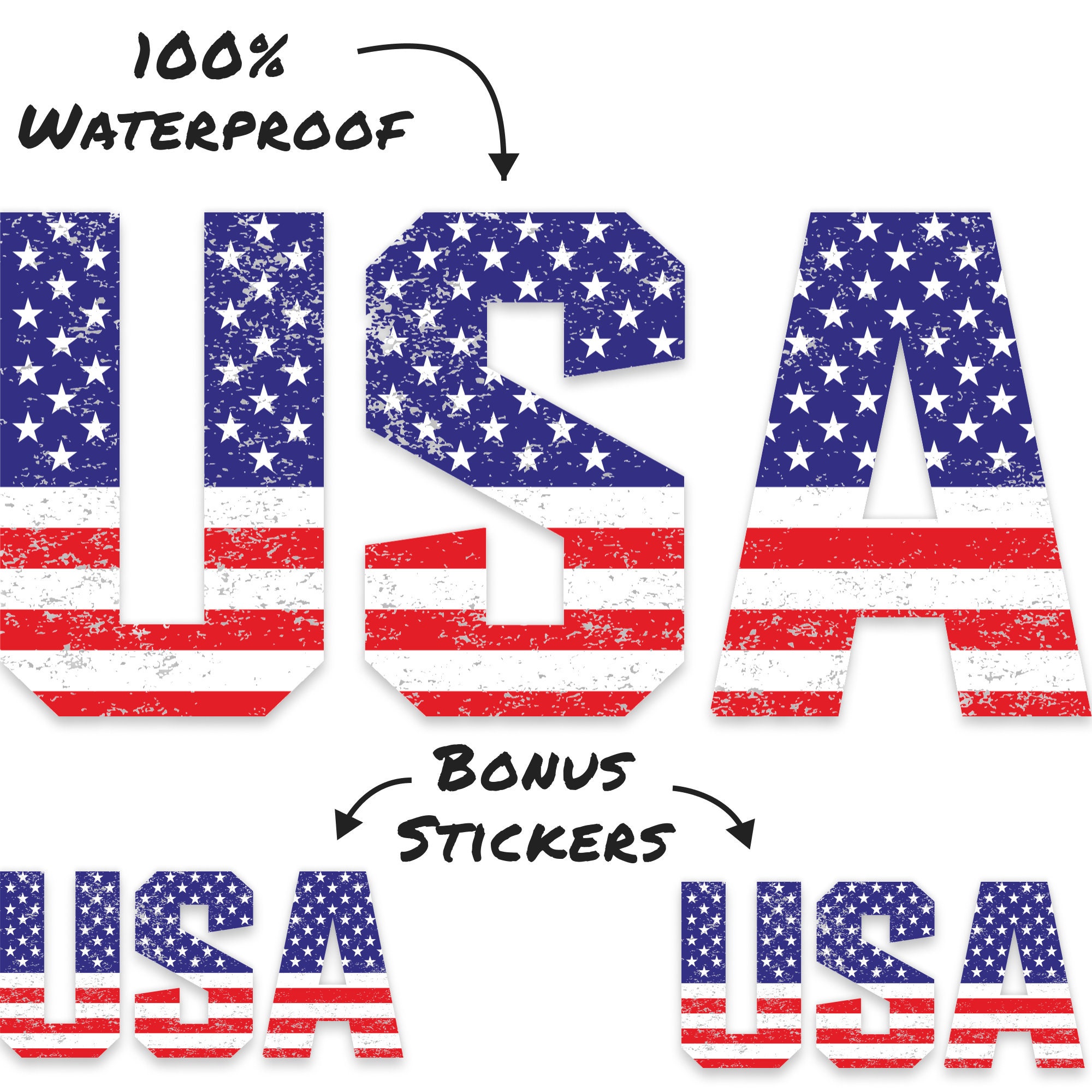 American Flag Decal - USA Lettering Vinyl Sticker for Your Car, Jeep ...
