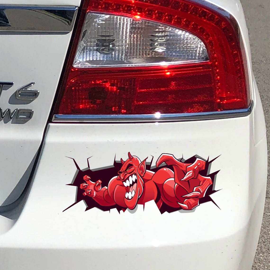 Beezleboo the Peeking Monster Bumper Sticker Red Devil Peel - Etsy