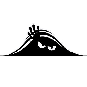 Peekaboo the Peeking Monster Bumper Sticker Black, Peel and Stick Vinyl ...