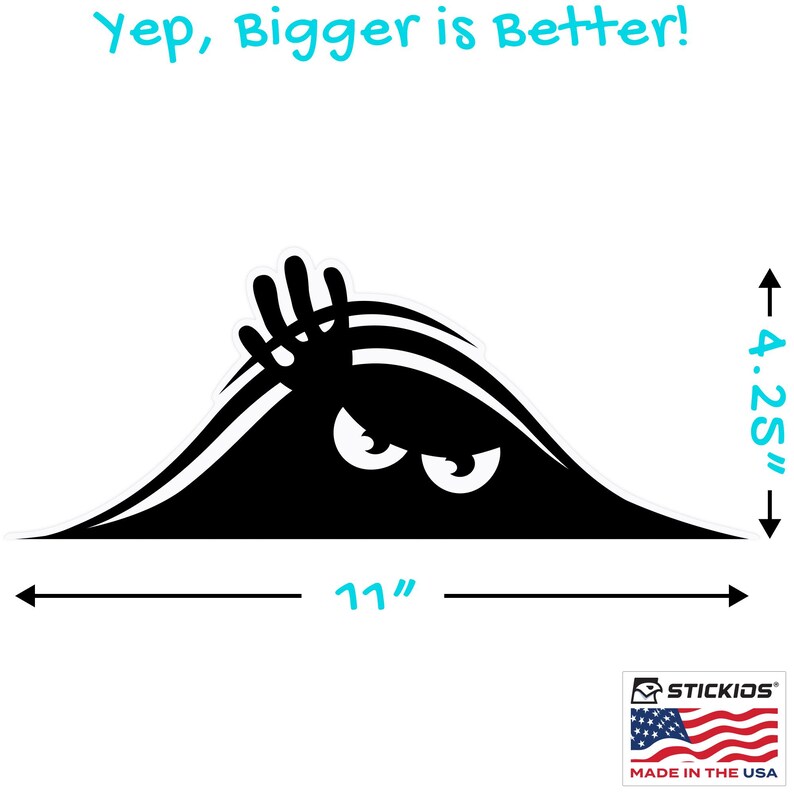 Peekaboo the Peeking Monster Bumper Sticker - Black, Peel and Stick ...