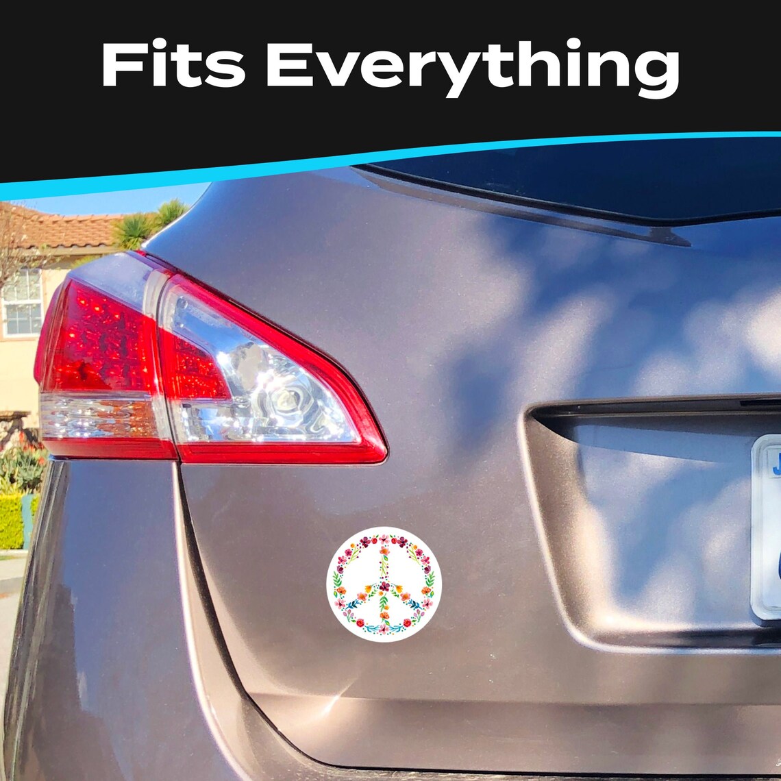 Peace Sticker Floral Peace Sign Hippy Car Decal Waterproof Bumper ...