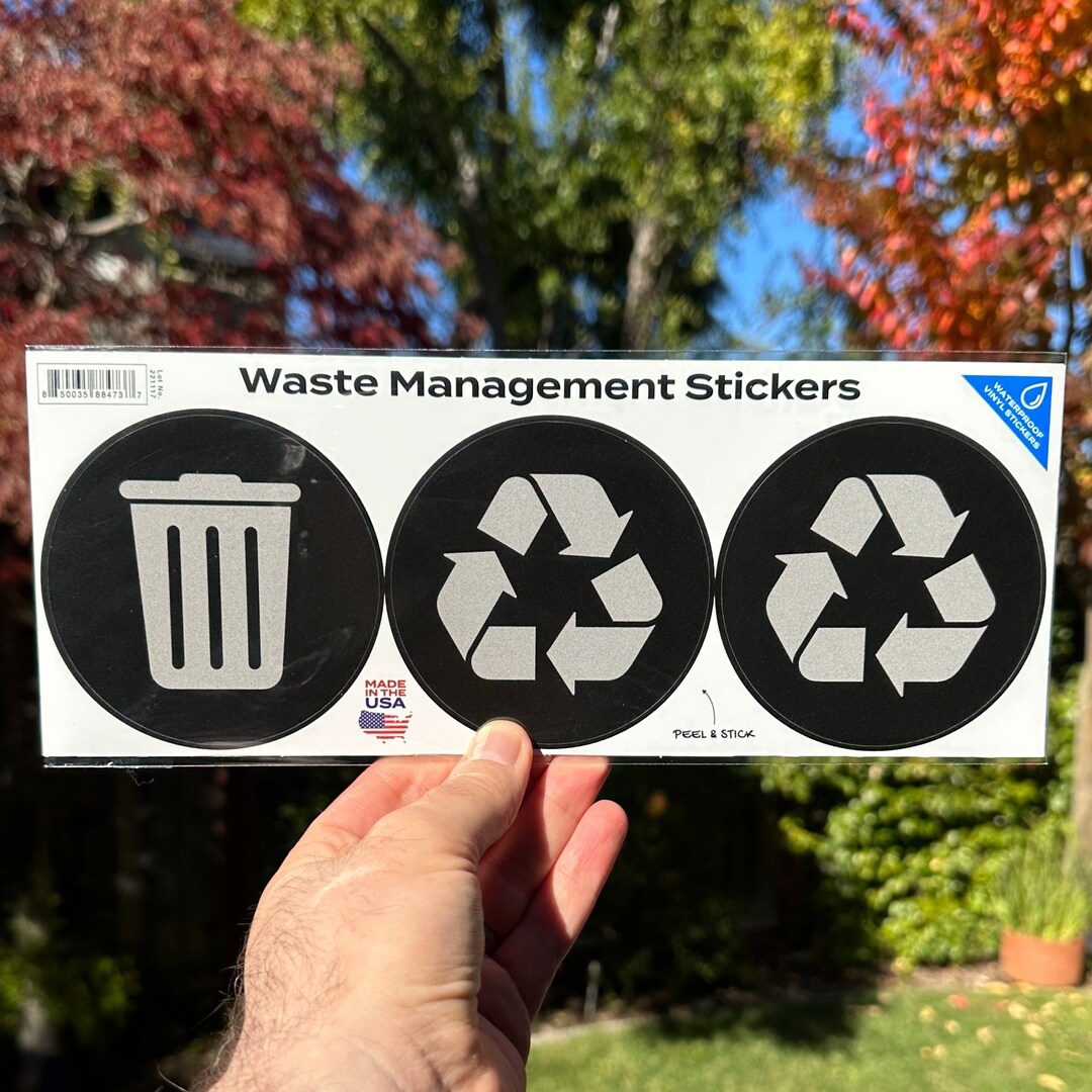 Trash, Recycle & Compost Bin Stickers (3 PCS) - Bubble-free, Removable ...
