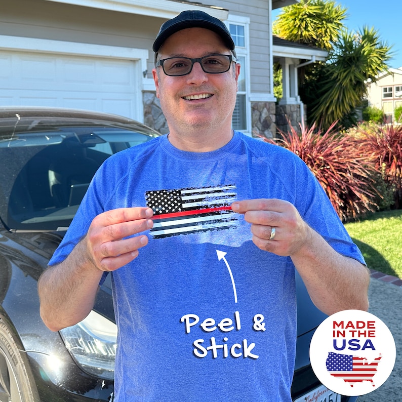 Stickios Thin Red Line Sticker Firefighter Flag Sticker American Flag ...