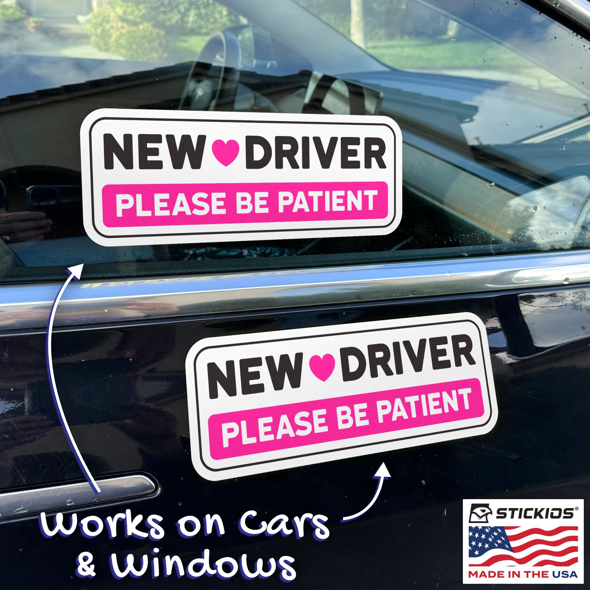 New Driver Stickers - Reusable Non-magnetic Vinyl Decals for Cars ...