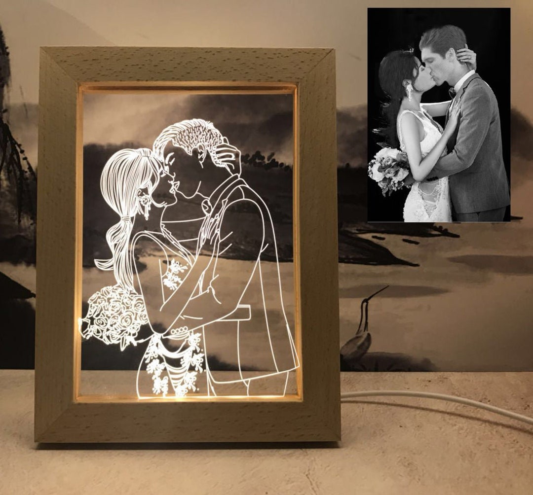 Custom Wooden Photo Frame LED Night Lamp, Creative Gift Photo Album ...