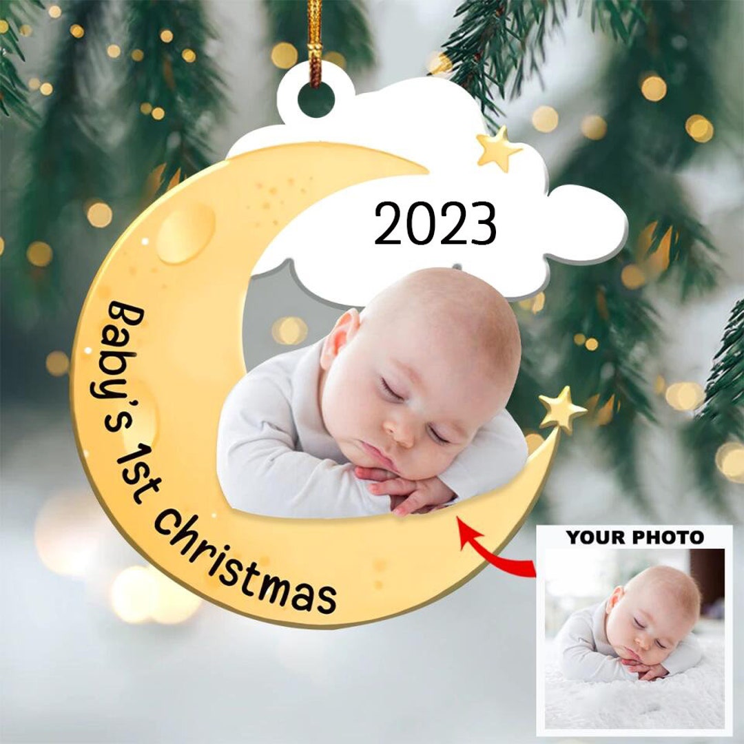 Personalized Custom Photo Baby First Christmas Mica Ornament - Etsy