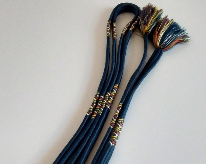 Dark Blue Color Vintage Obijime Belt, Vintage Silk Japanese Accessory ...