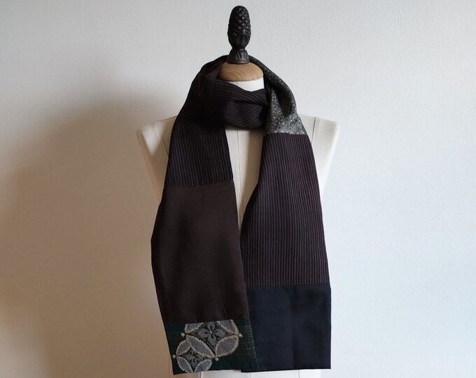Ronin Style Silk Scarf, Vintage Silk Fabric Shawl for Men, Tsumughi ...