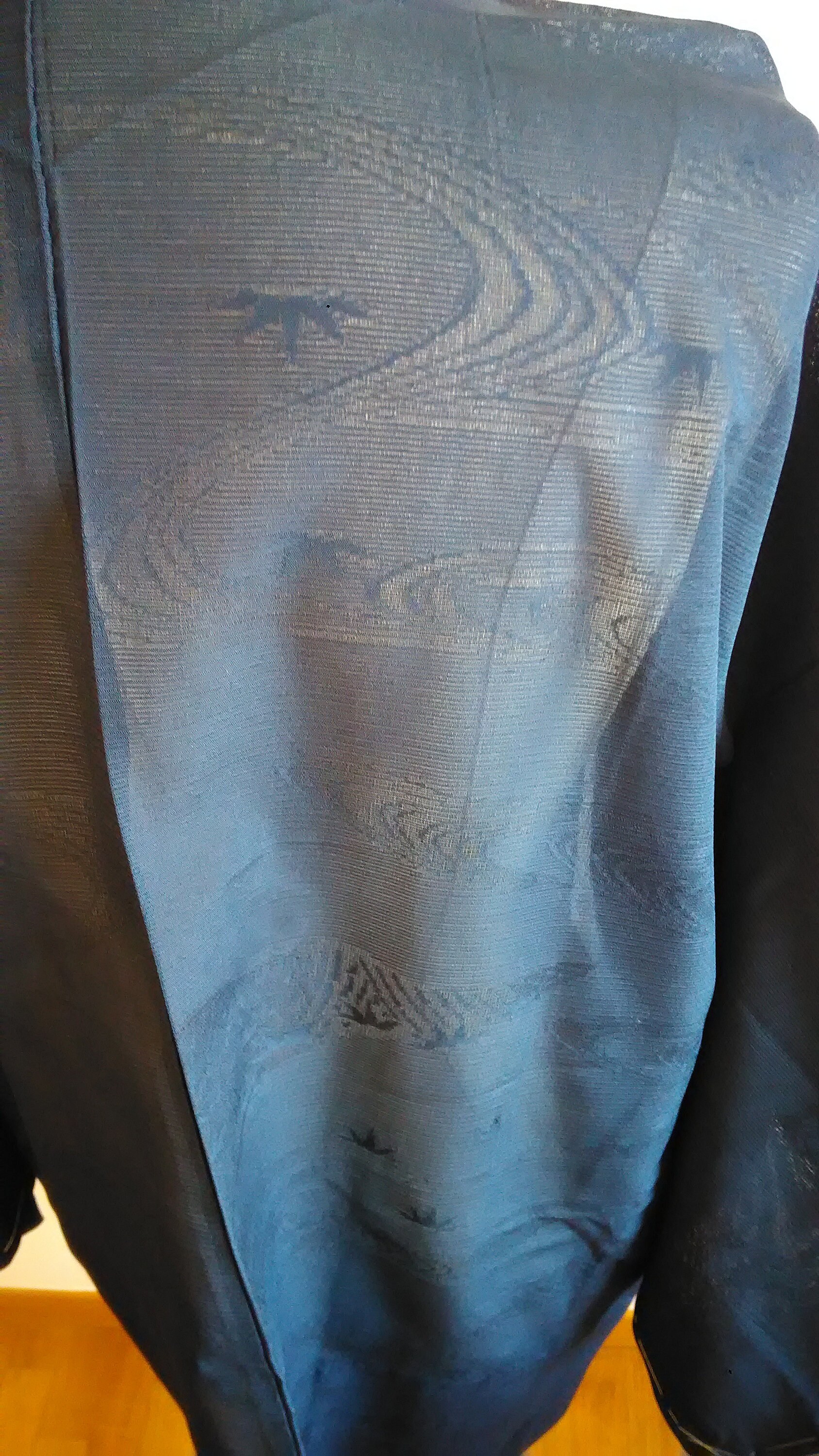 Blue Gray Sheer Vintage Japanese Haori Kimono, Running Water Pattern ...