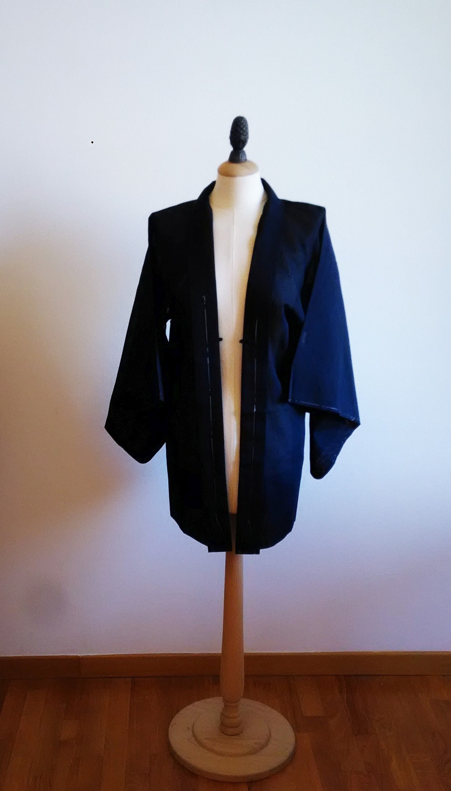 Blue Gray Sheer Vintage Japanese Haori Kimono, Running Water Pattern ...