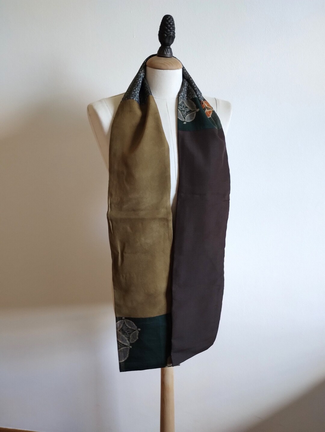 Ronin Style Scarf, Murazome Uneven Dyeing, Tsumughi Pongee Vintage Silk ...