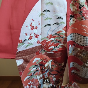 Red Color Long Sleeve Silk Kimono, Vintage Japanese Silk Kimono - Etsy