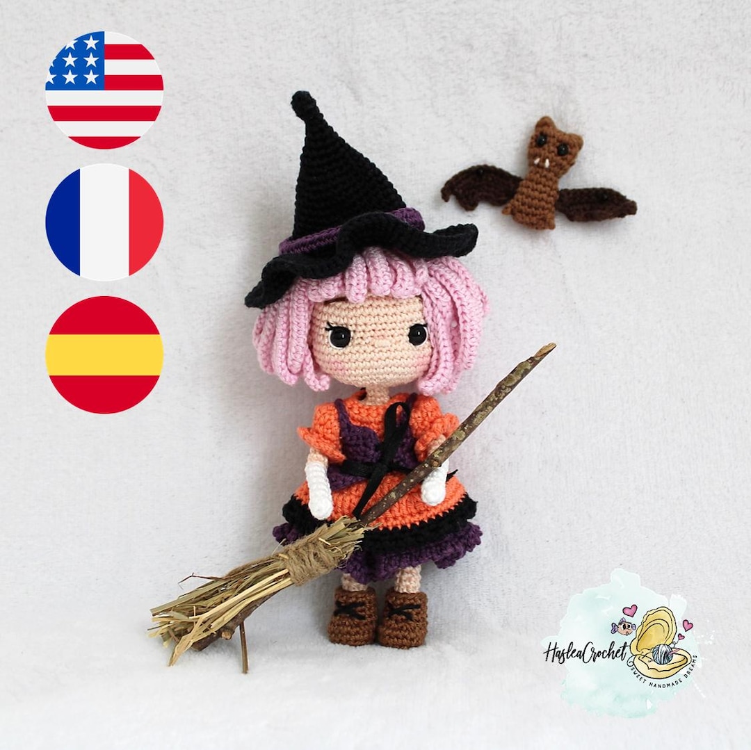 Amigurumi Crochet Pattern : Little Witch Doll in English, French and ...
