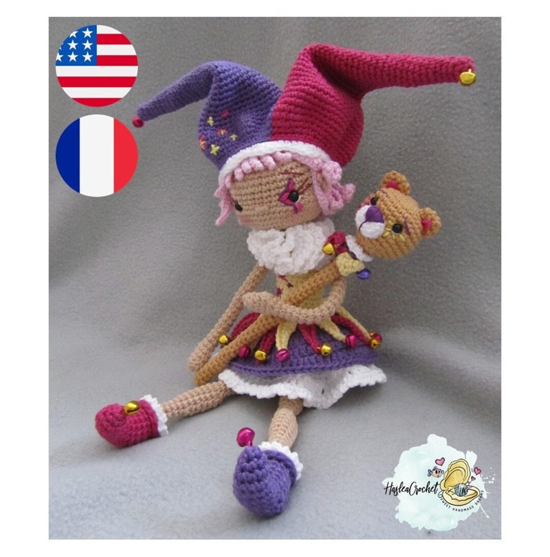 Lelia the Jester Crochet Doll Pattern: Amigurumi PDF (english & French ...