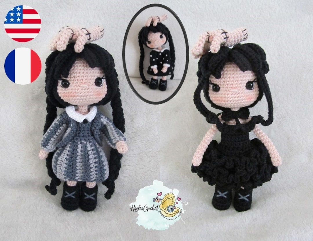 Wednesday Addams and the Thing Amigurumi Doll Crochet Pattern in ...