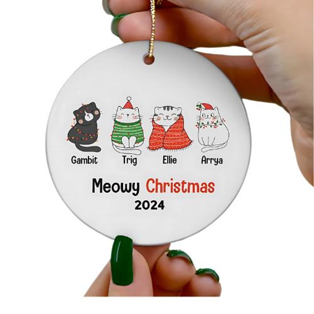 Custom Meowy Christmas Ornament, Cat Mom Gift, Pet Loss Memorial, Meowy ...