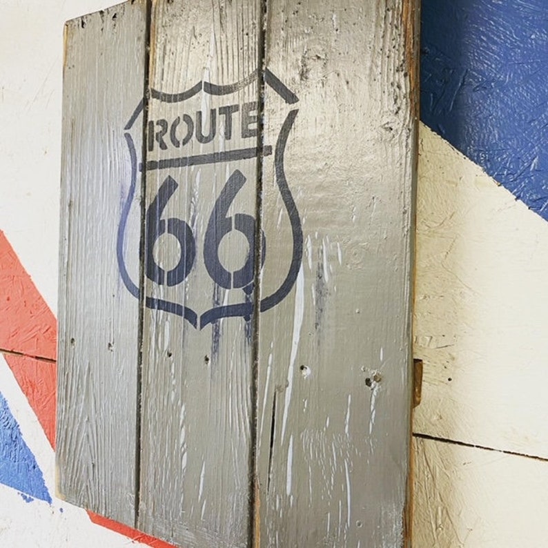 Route 66 Stencil Sign Garage Wall Mancave. - Etsy