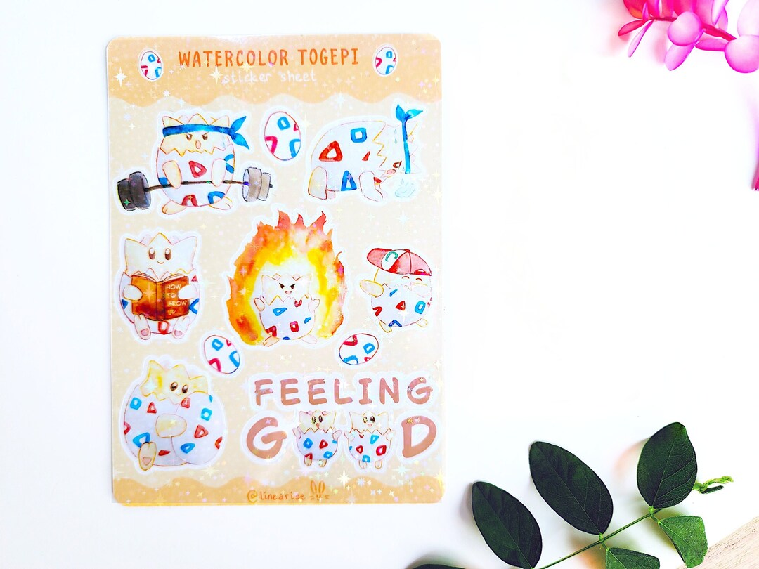 Togepi Watercolor Sticker Sheet | Fun and Quirky Pokemon - Etsy