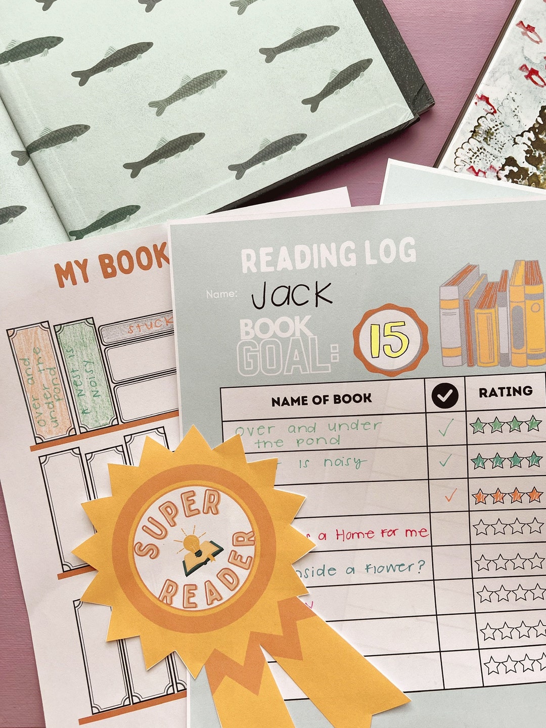 Reading Log for Summer, Homeschool, Book Goal - Etsy