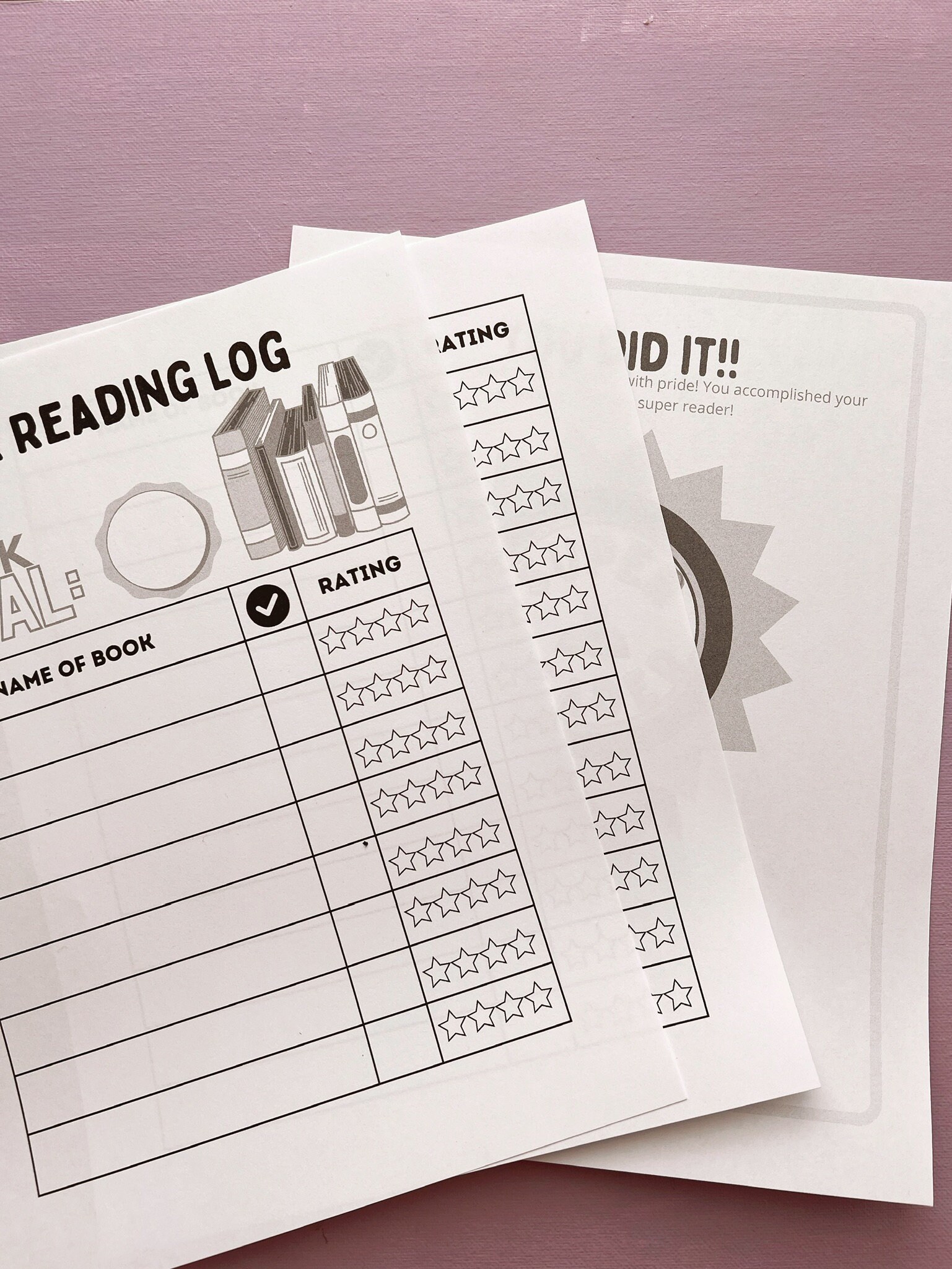 Reading Log for Summer, Homeschool, Book Goal - Etsy