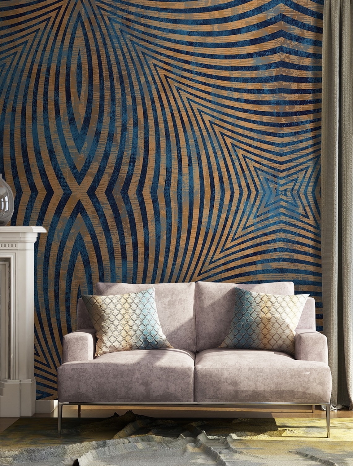 Abstract Art Wallpaper Dark Line Pattern Peel and Stick - Etsy