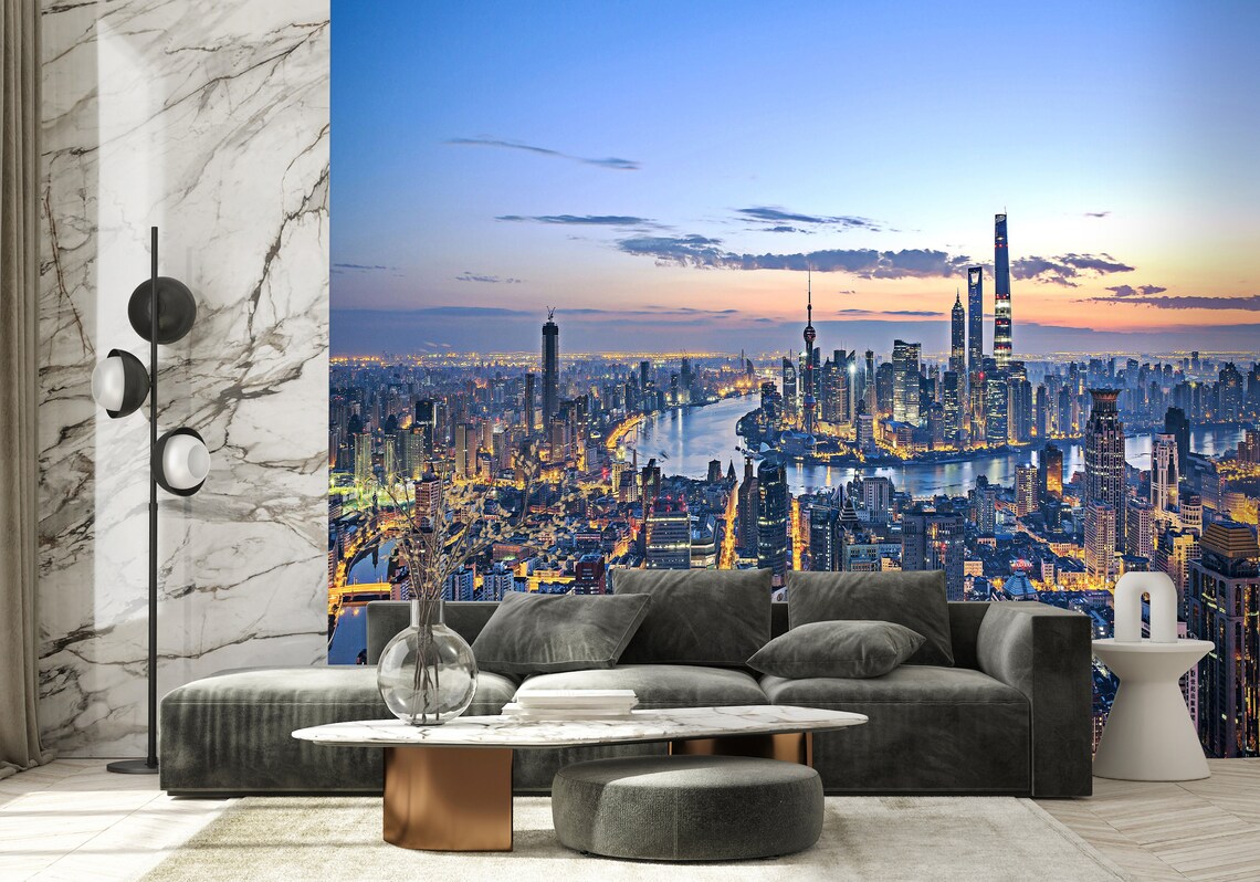 New York Wallpaper NYC 3d City Skyline Panorama Brooklyn Peel - Etsy