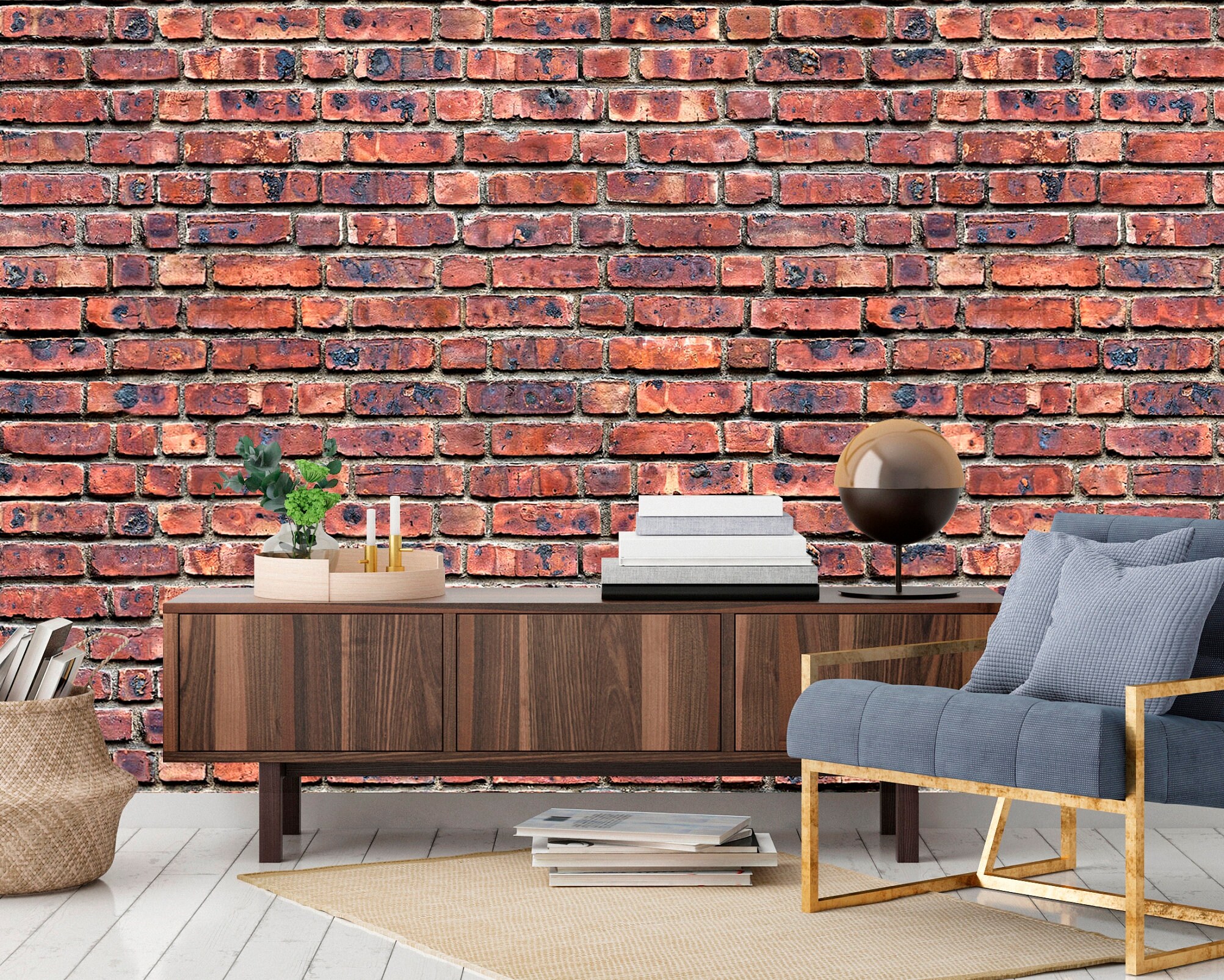 Red Brick Wallpaper Bedroom