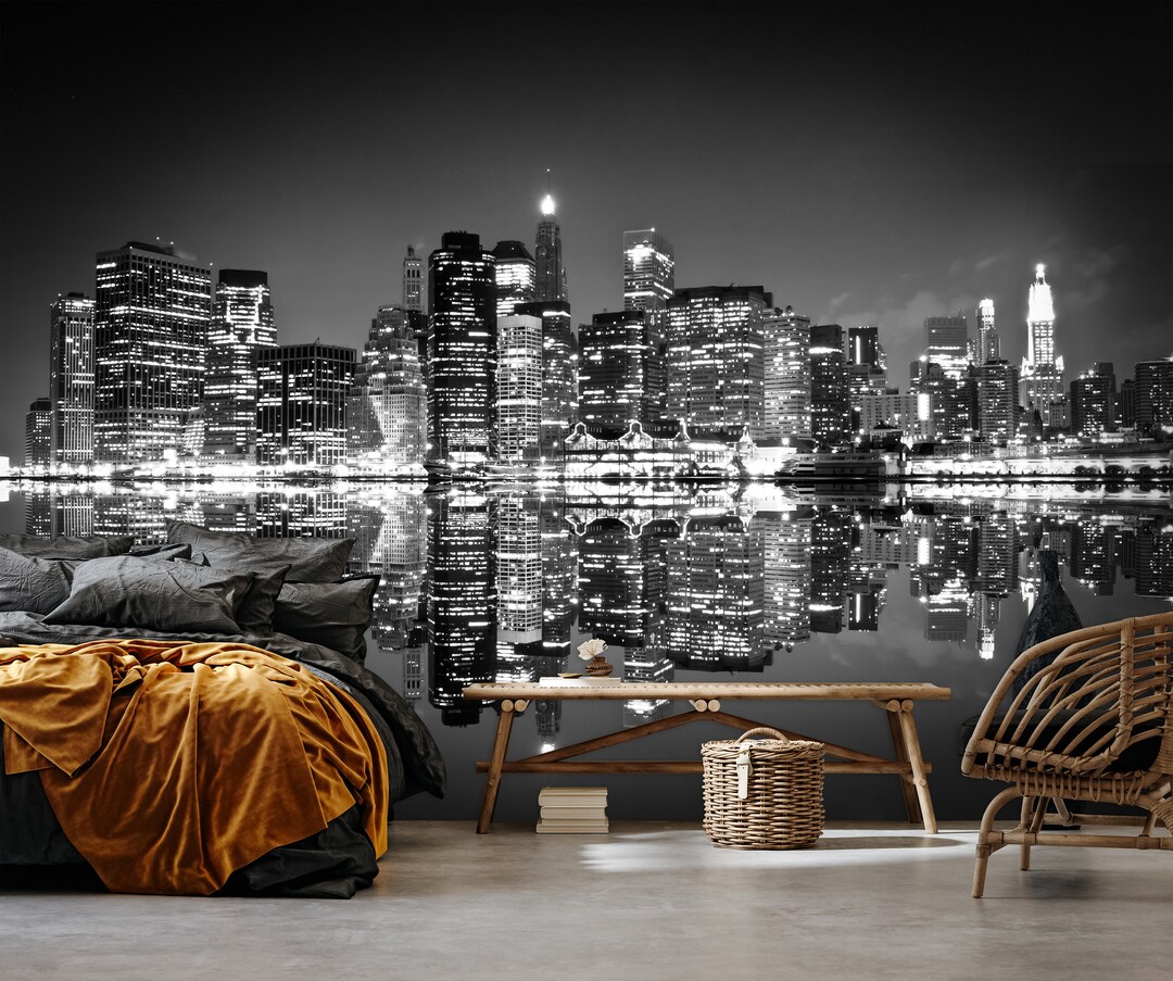 New York Wallpaper NYC 3d City Skyline Panorama Brooklyn Peel - Etsy