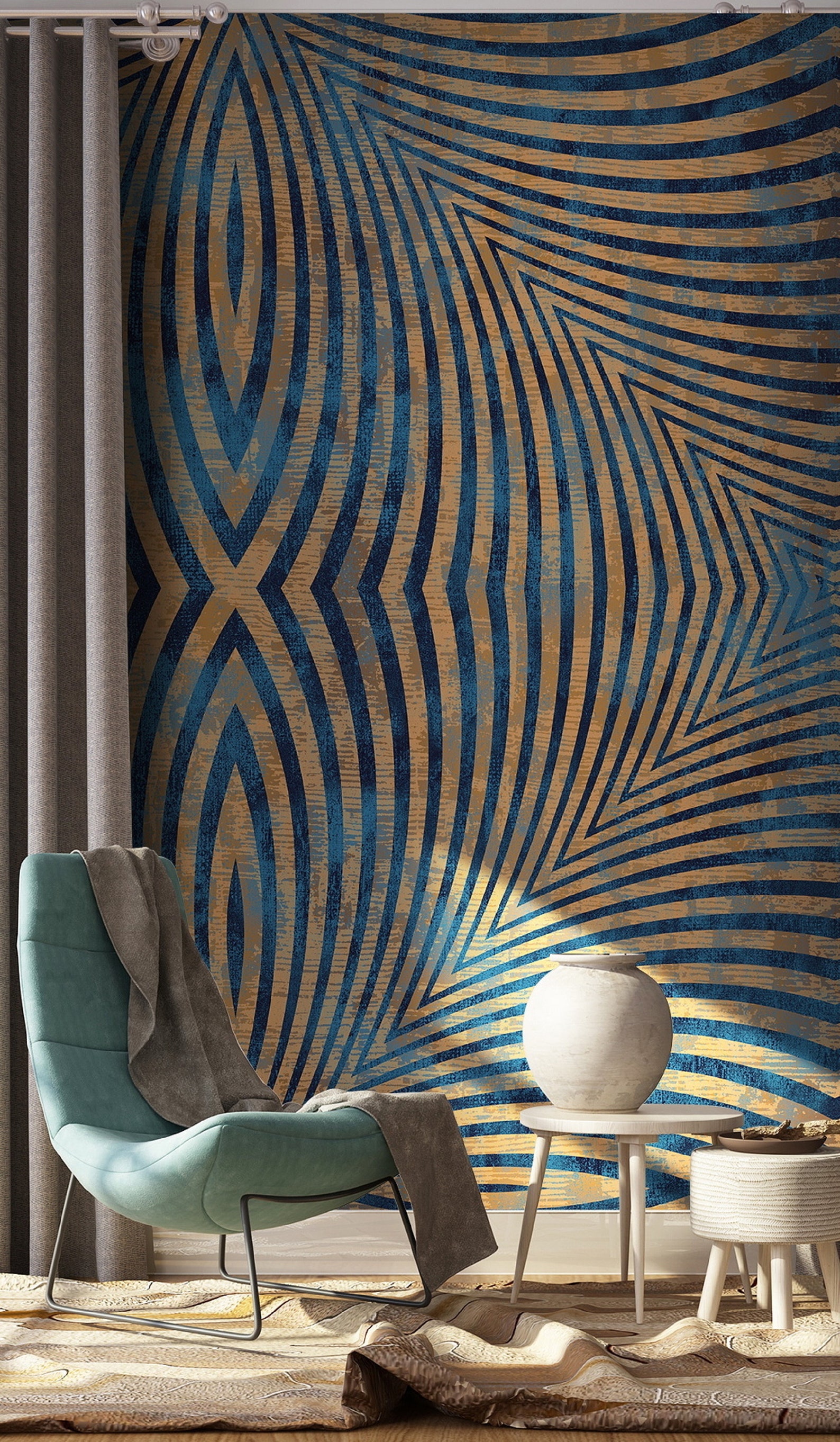 Abstract Art Wallpaper Dark Line Pattern Peel and Stick - Etsy