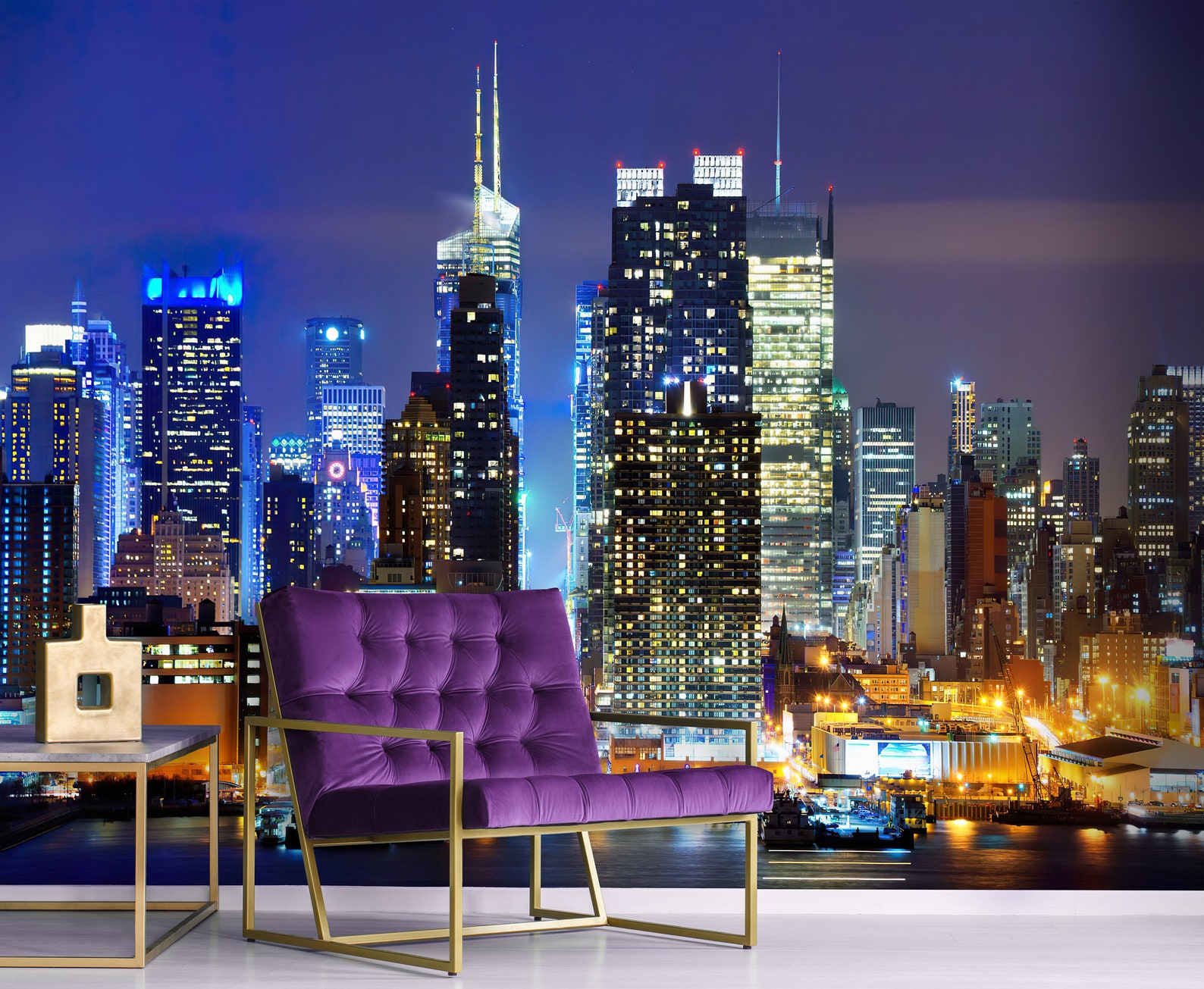 New York Wallpaper NYC 3d City Skyline Panorama Brooklyn Peel - Etsy