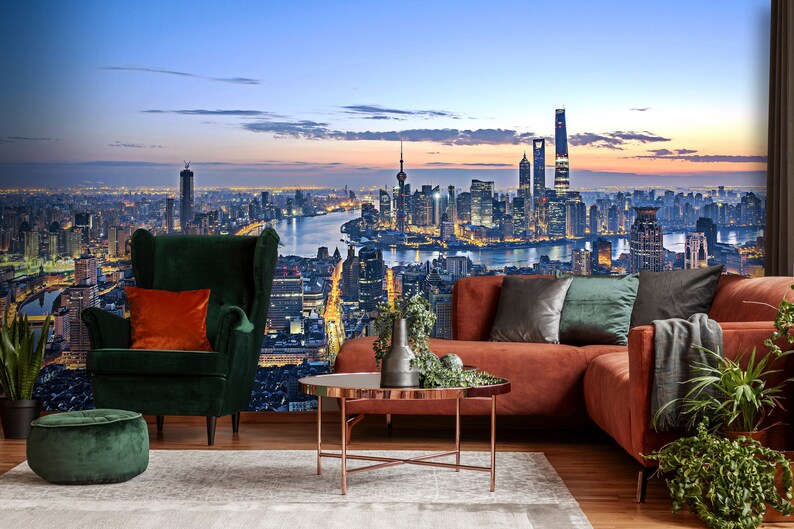 New York Wallpaper NYC 3d City Skyline Panorama Brooklyn Peel - Etsy