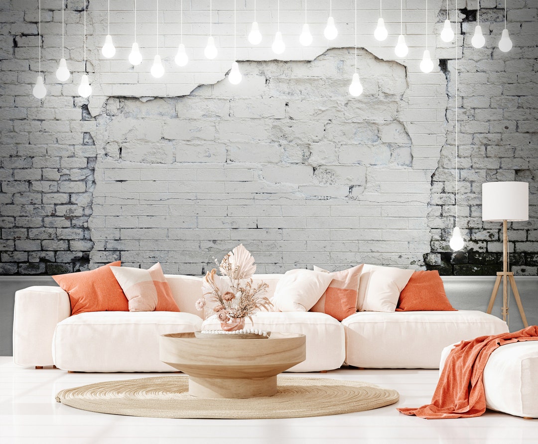 Buy Brick Wallpaper Texture Faux Pattern 3d White Brick Retro Stone ...