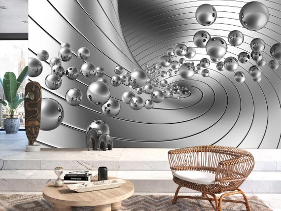 3D Wallpaper Dark Gray Circle Geometry Abstract Aesthetic | Etsy