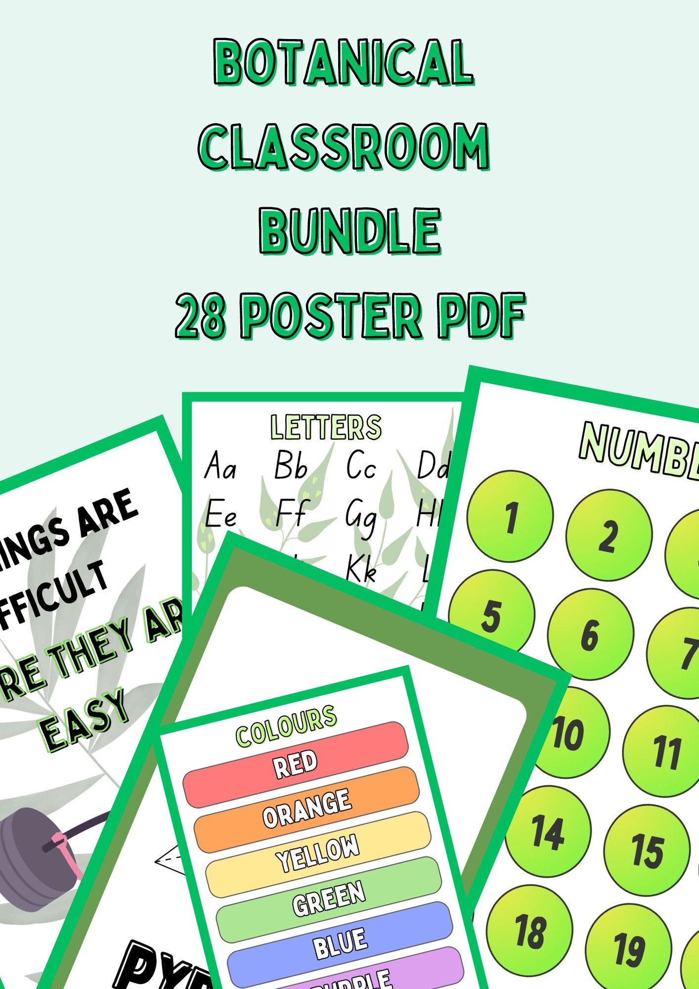 Botanical Classroom Poster Bundle | Digital PDF Printable | Teacher ...