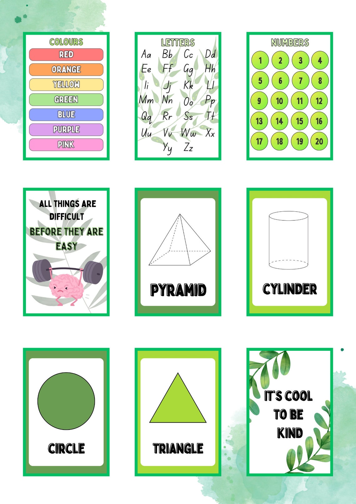 Botanical Classroom Poster Bundle Digital PDF Printable - Etsy