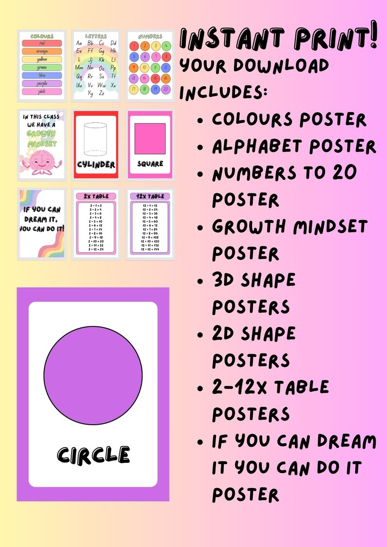 Rainbow Classroom Poster Bundle | Digital PDF Printable | Teacher Decor ...