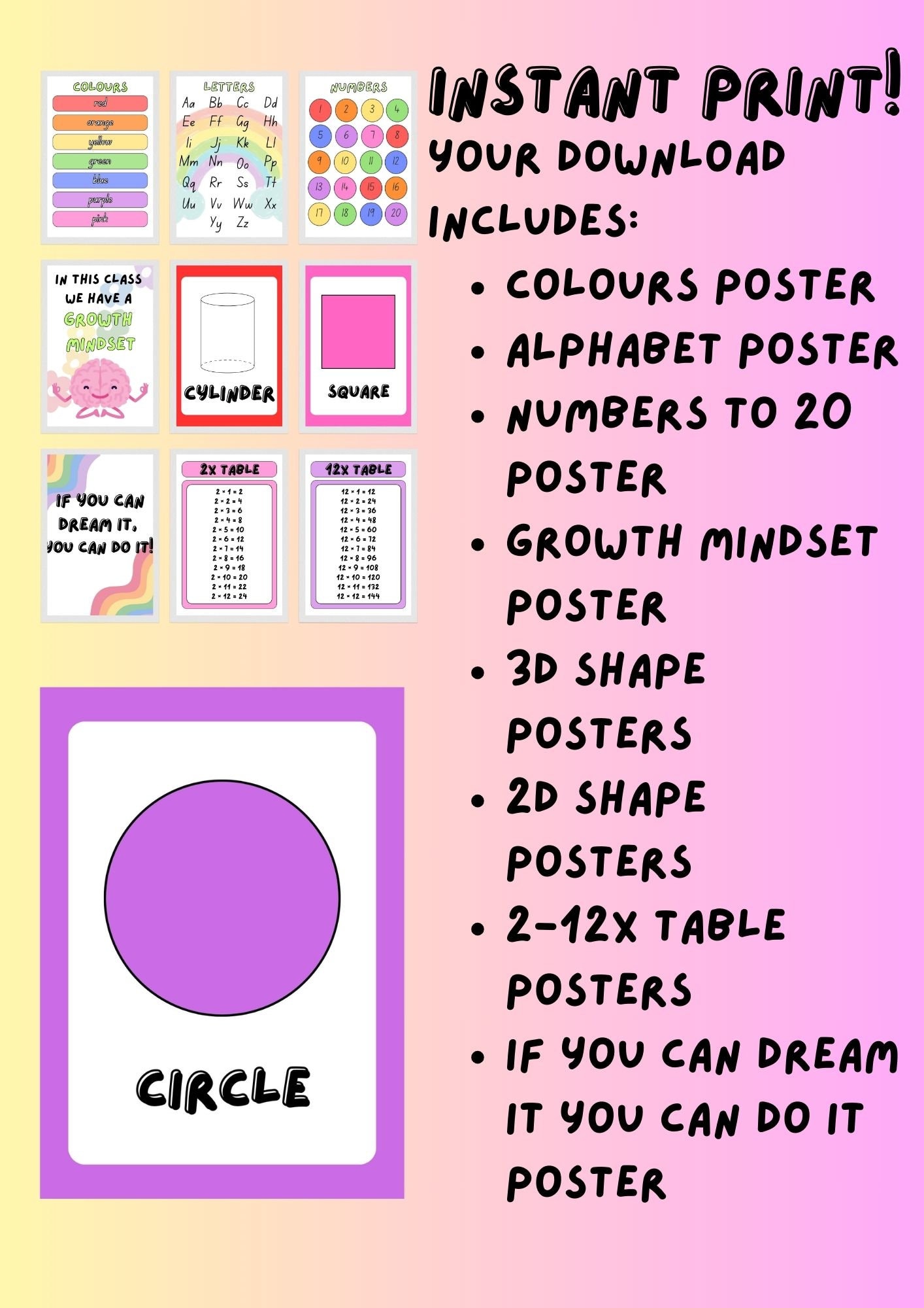 Rainbow Classroom Poster Bundle Digital PDF Printable - Etsy