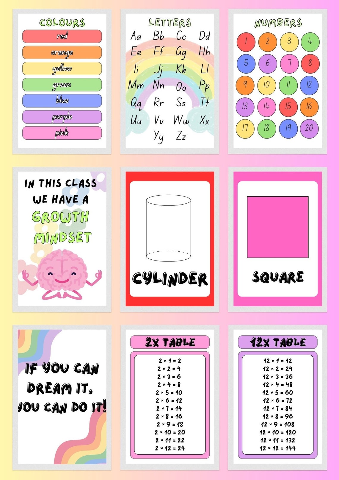 Rainbow Classroom Poster Bundle | Digital PDF Printable | Teacher Decor ...
