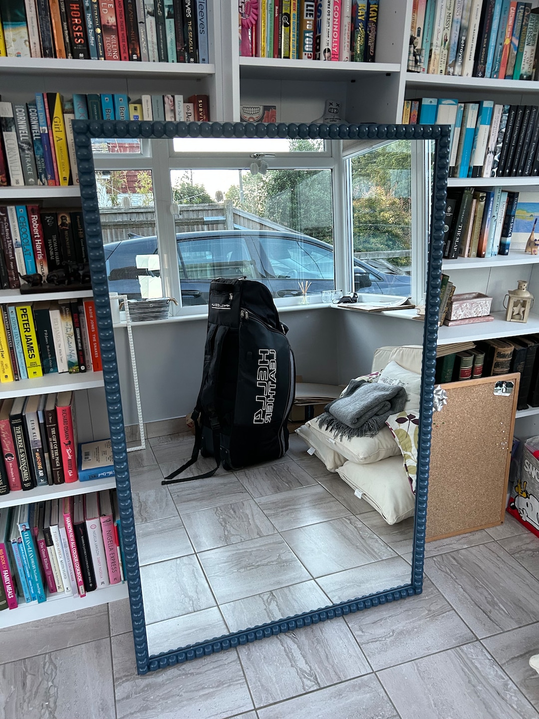 Large 30mm Bobbin Mirrors Bespoke Made to Order This One is Inky Blue ...