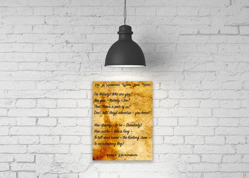 I'm A Nobody Who Are You Poem by Emily Dickinson Poetry | Etsy