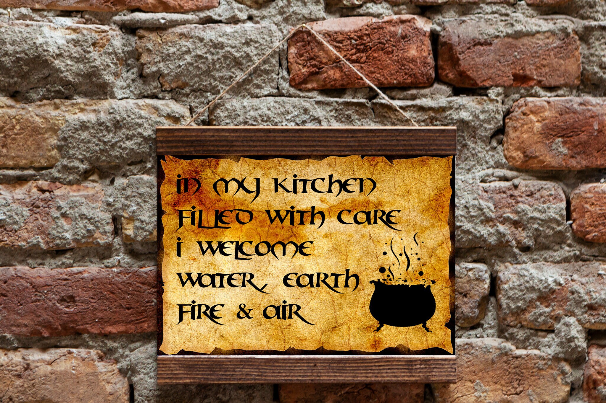 Kitchen Witch Blessing Sign - Water Earth Fire Air Canvas Wall Art - Etsy