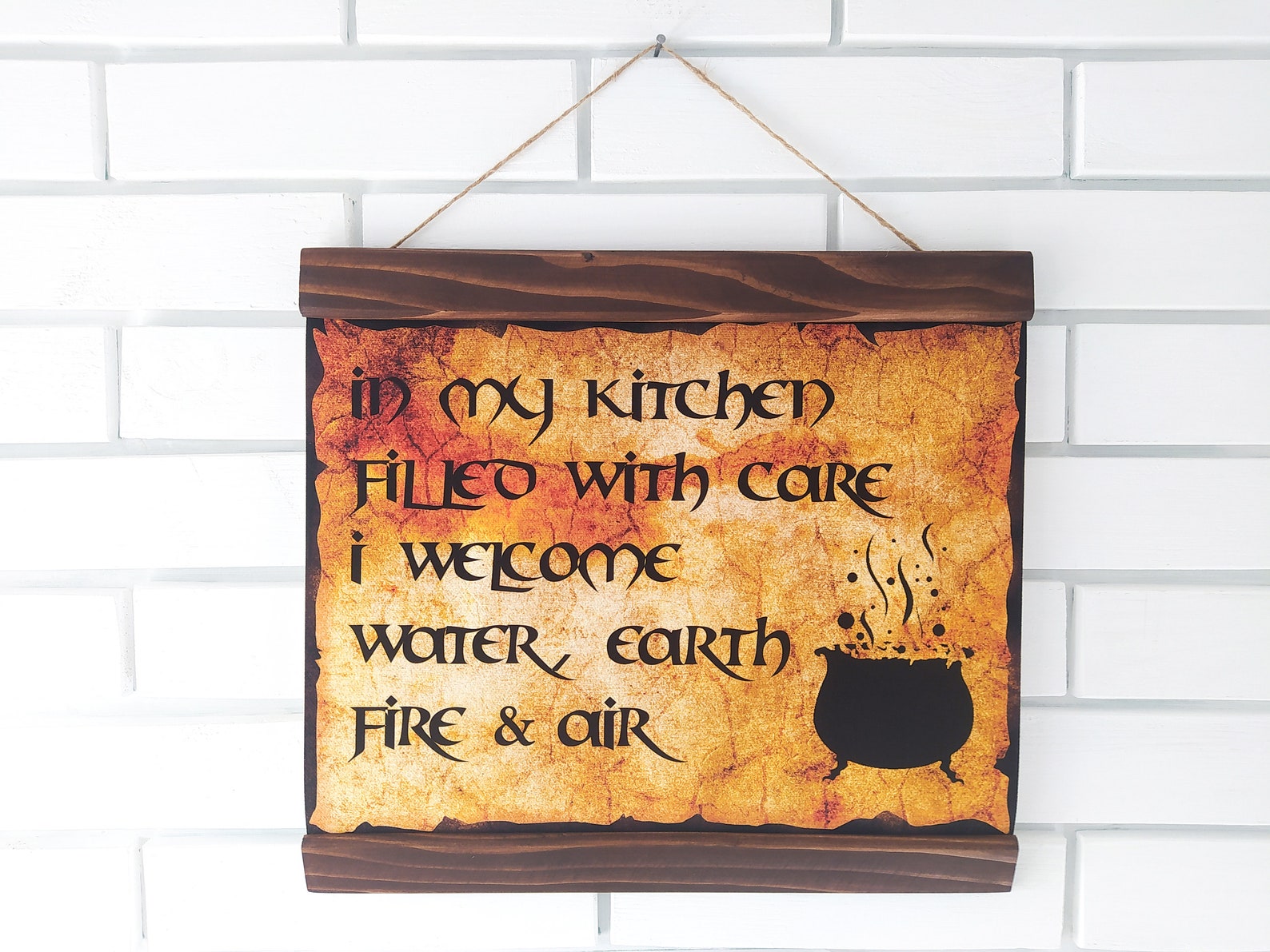Kitchen Witch Blessing Sign - Water Earth Fire Air Canvas Wall Art - Etsy